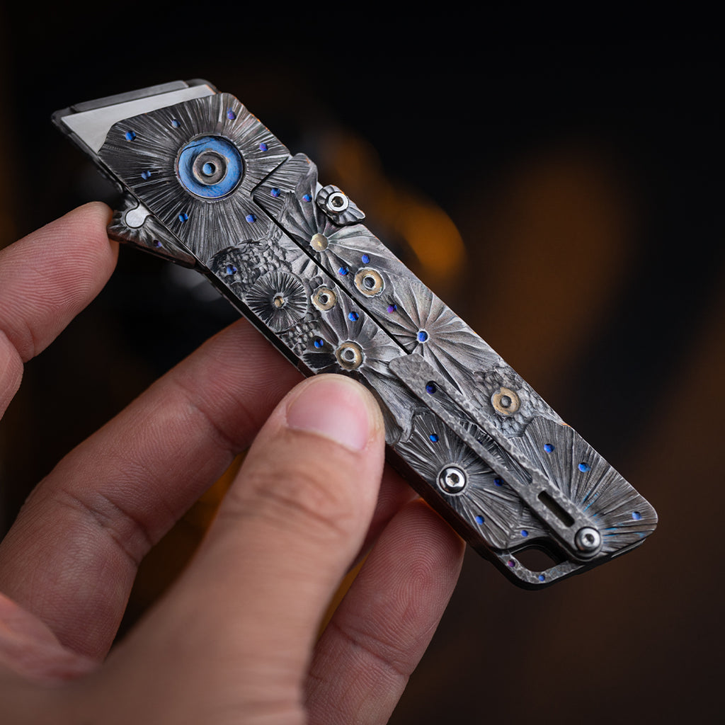 Obsidian Meteor Raven Titanium Utility Folding knife – Titaner