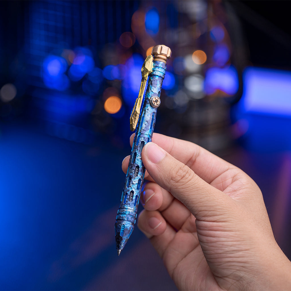 Camouflage Blue Titanium Tactical Bolt-Action Pen(Limited 50 pcs) – Titaner